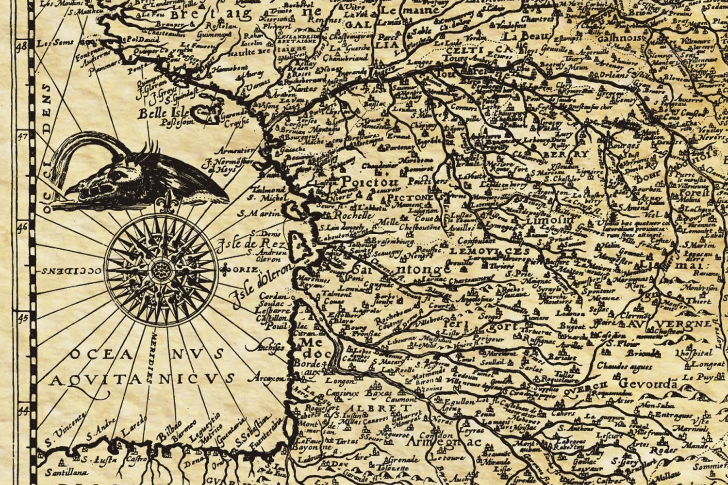 Carte de France en 1592 carte ancienne